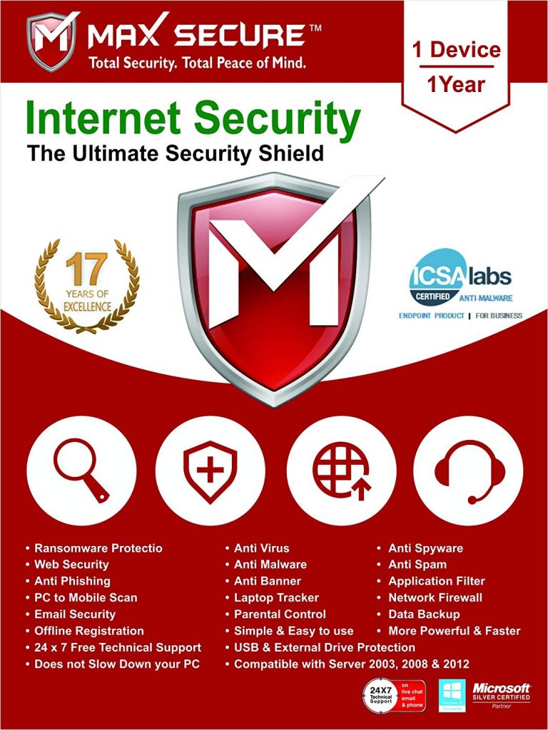 Max Secure Software Internet Security Version 6 - 1 PCs, 1 Year (Email ...