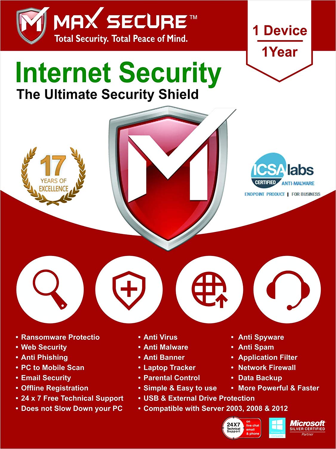 Max Secure Software Internet Security Version 6 - 1 PCs, 1 Year (Email ...